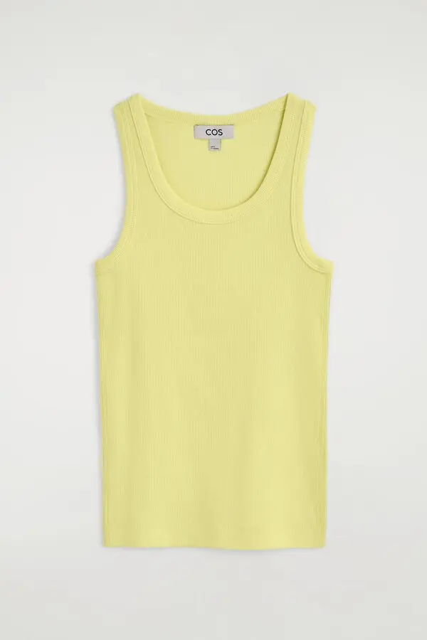 Cos Ribbed Organic Cotton Tank Top - Yellow