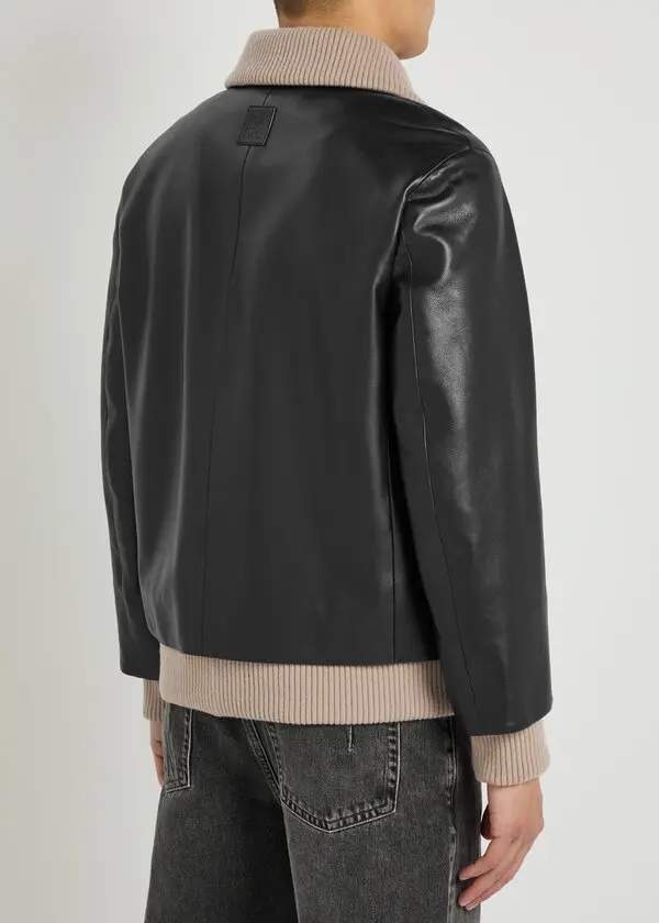 Loewe Layered Ribbed-trim Leather Jacket
