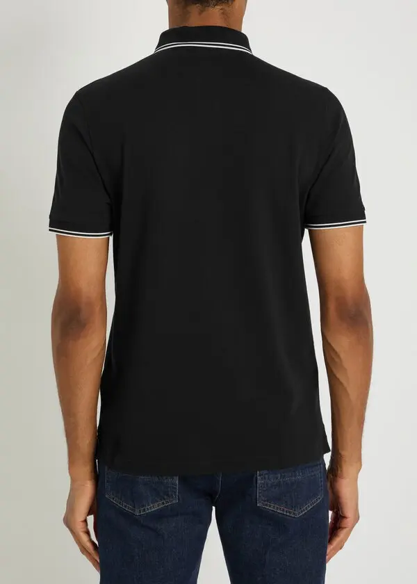 Stone Island Piqué Cotton Polo Shirt - Black