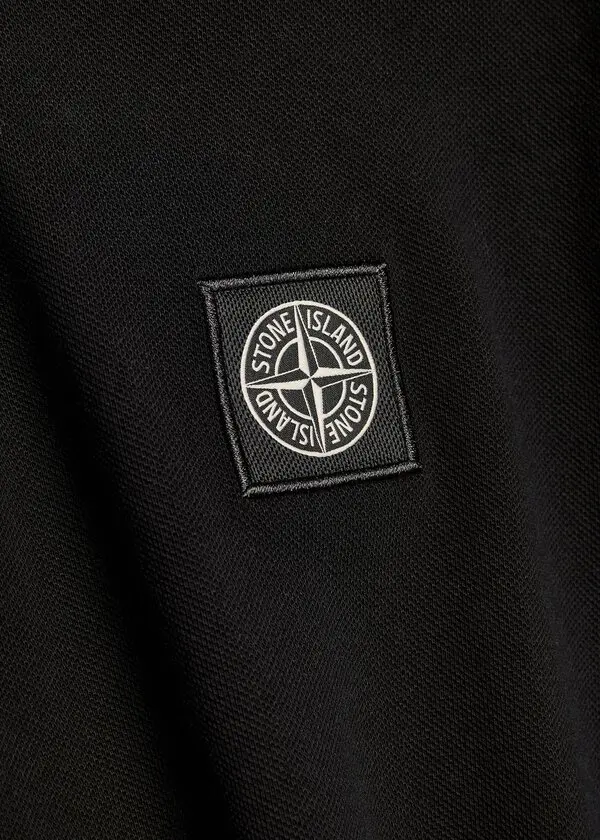 Stone Island Piqué Cotton Polo Shirt - Black