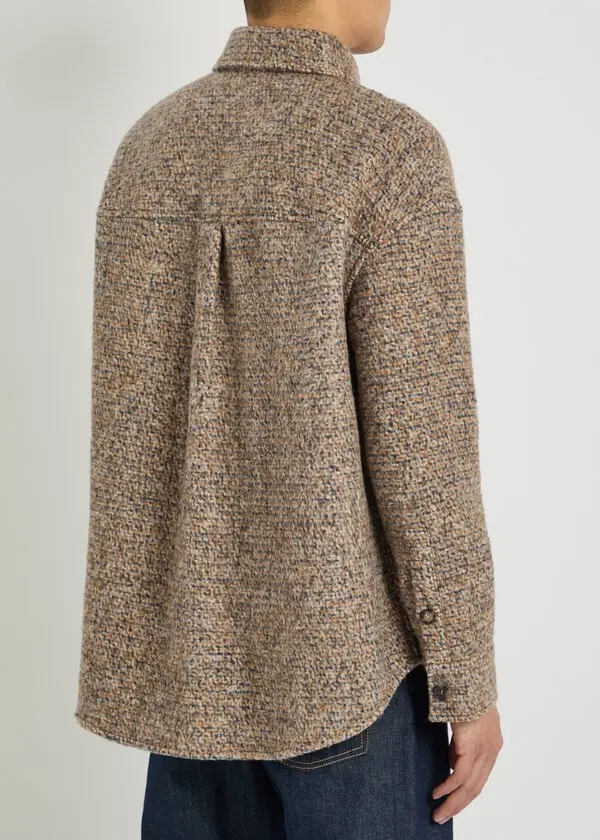 Loewe Patterned Wool-blend Jacket With Logo Appliqu - Beige