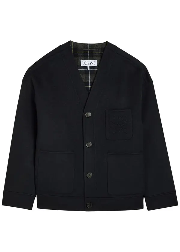 Loewe Embossed-anagram Wool And Cashmere-blend Cardigan