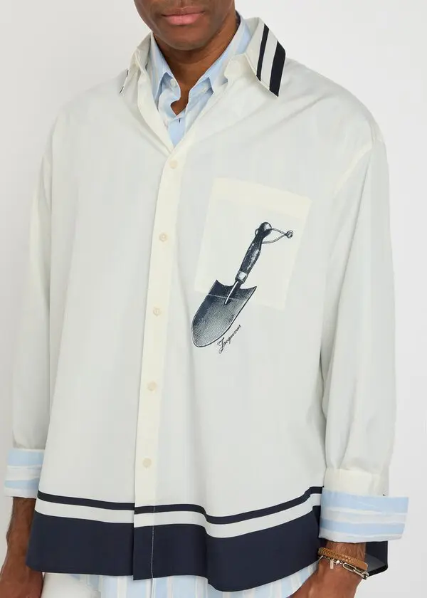Jacquemus La Chemise Camargue Striped Cotton Shirt - Blue