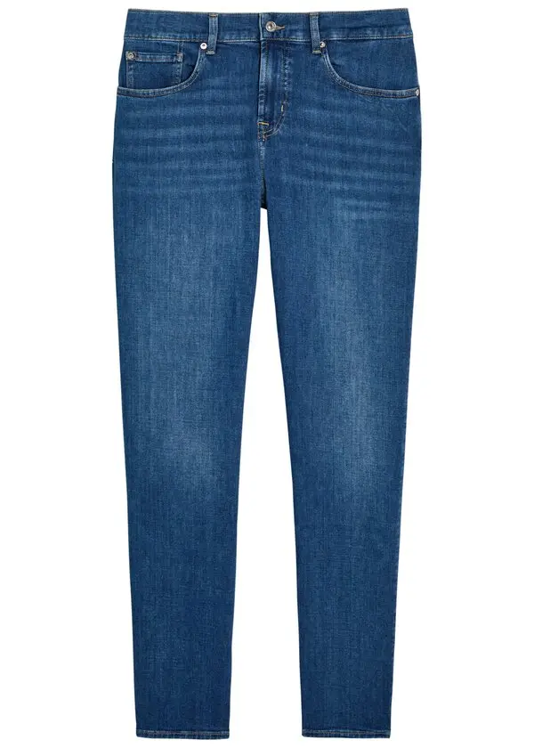 7 For All Mankind Slimmy Slim Straight-leg Jeans - Mid Blu