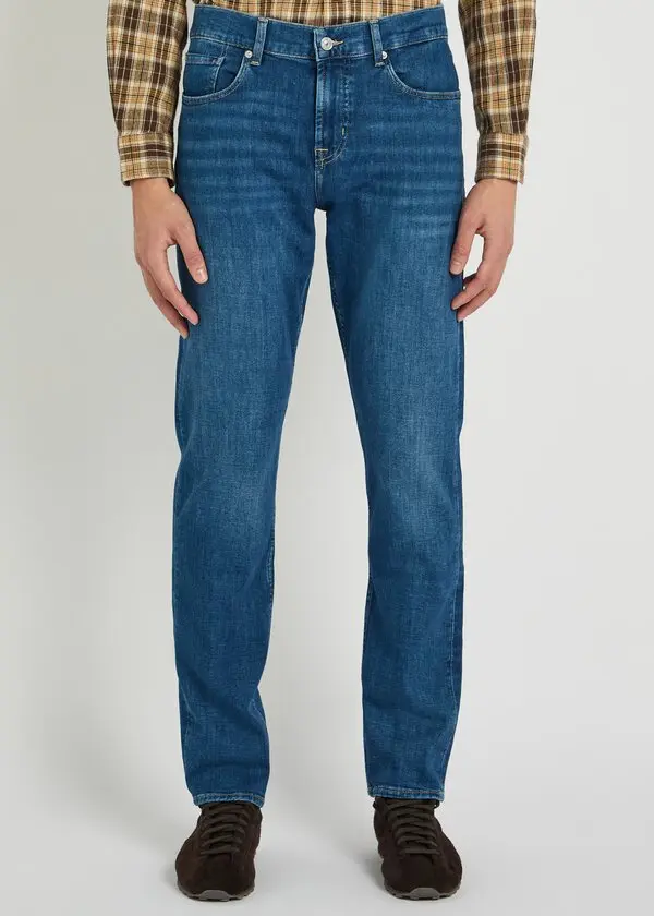 7 For All Mankind Slimmy Slim Straight-leg Jeans - Mid Blu