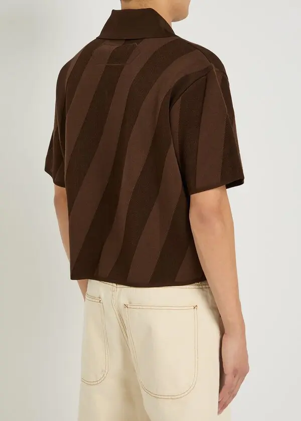 Jacquemus Le Polo Maille Striped Close-knit Polo Shirt - Brown