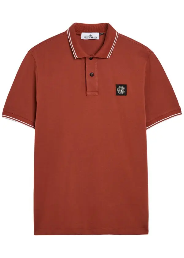 Stone Island Piqué Cotton Polo Shirt - Red