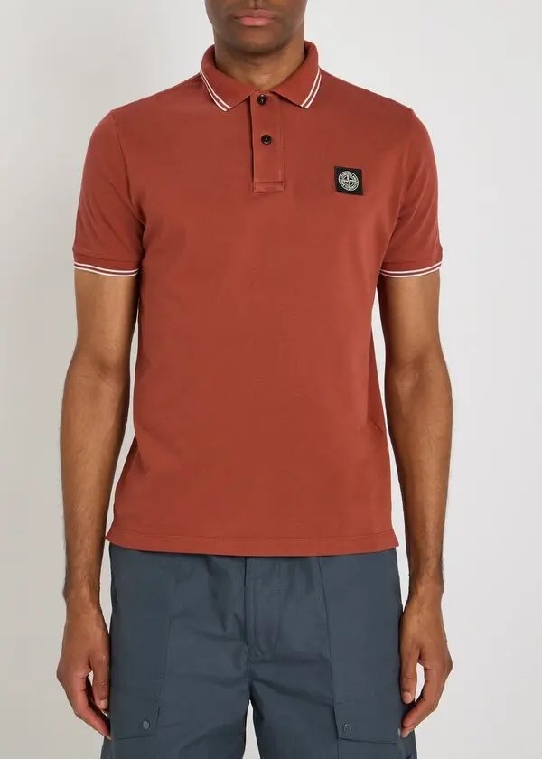 Stone Island Piqué Cotton Polo Shirt - Red