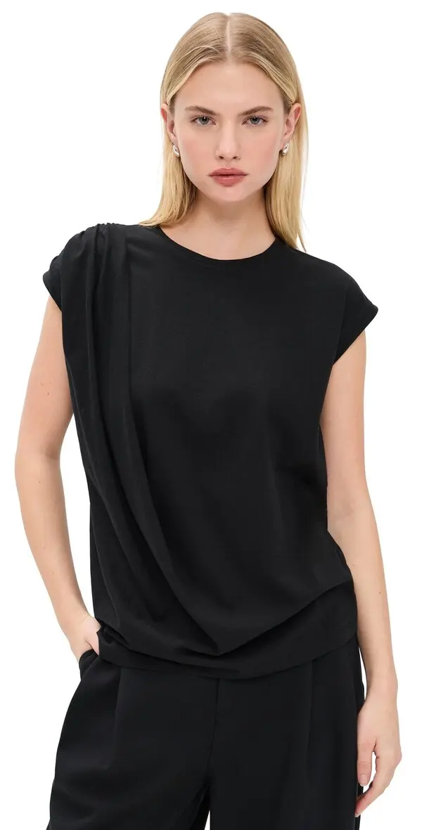 Vince Relaxed Drape Top - Black