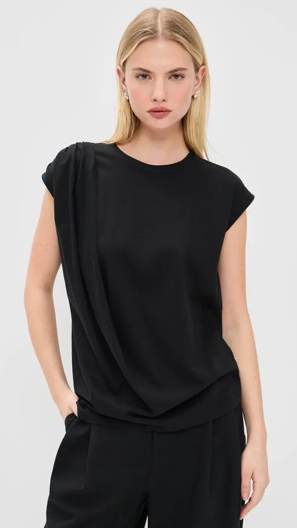 Vince Relaxed Drape Top - Black