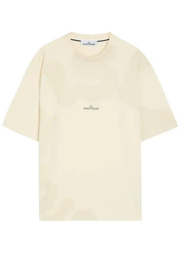 Stone Island Logo-print Cotton T-shirt - Ivory