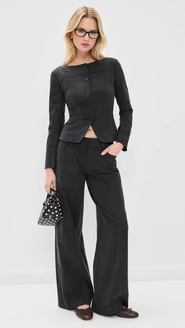 PEACHY DEN Bardot Tailored Top