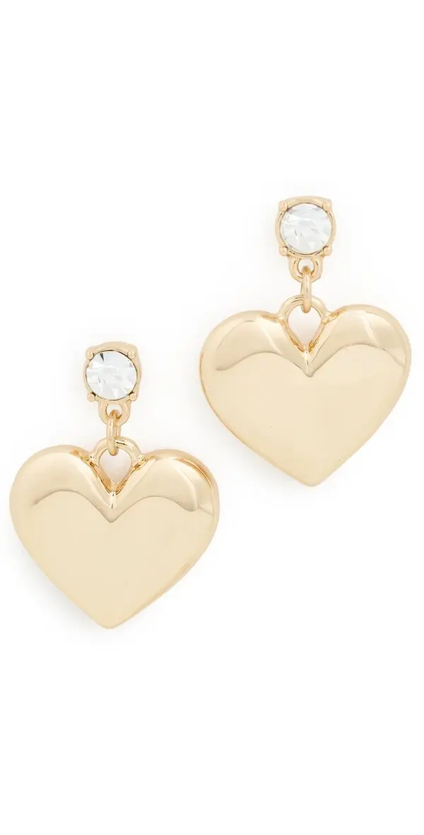Ettika Crystal Heart Dangle Earrings - Gold