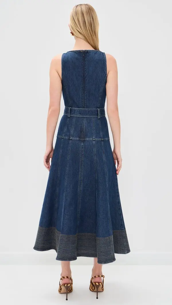 Cinq À Sept Kehlani Sleeveless Midi Denim Dress - Tide