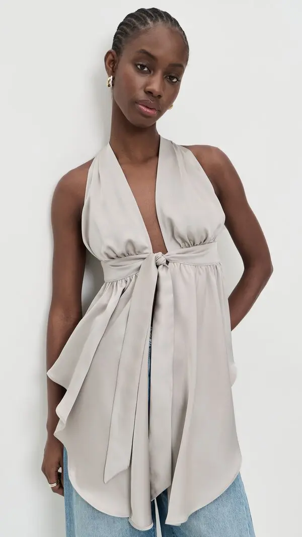 Susana Monaco Satin Peplum High-low Top