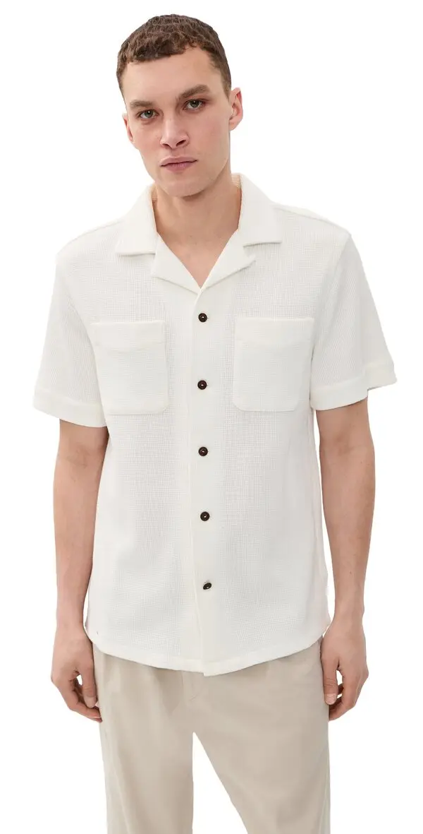 Polo Ralph Lauren Cotton Linen Waffle Knit Andy Camp Shirt