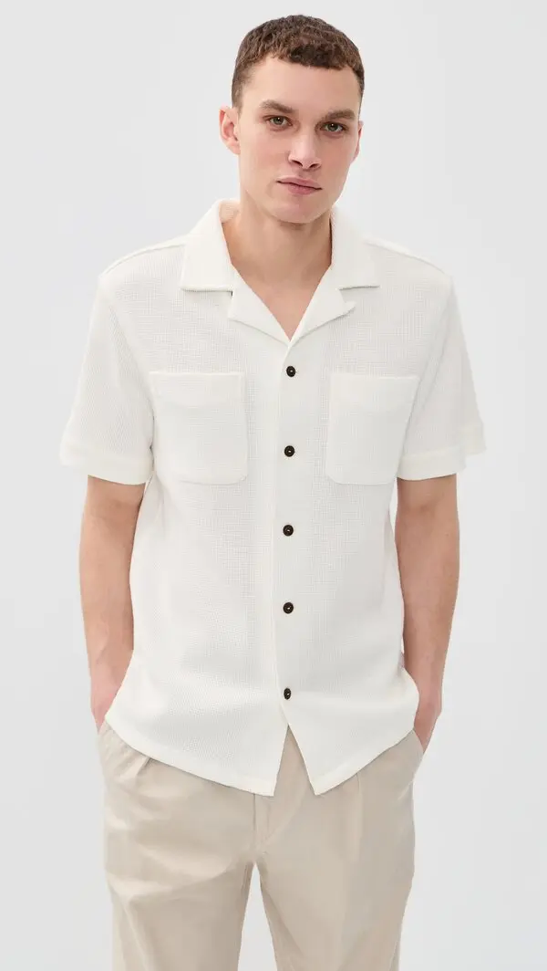 Polo Ralph Lauren Cotton Linen Waffle Knit Andy Camp Shirt