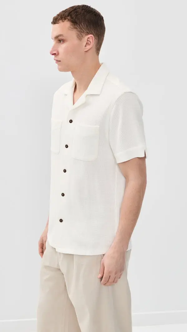 Polo Ralph Lauren Cotton Linen Waffle Knit Andy Camp Shirt