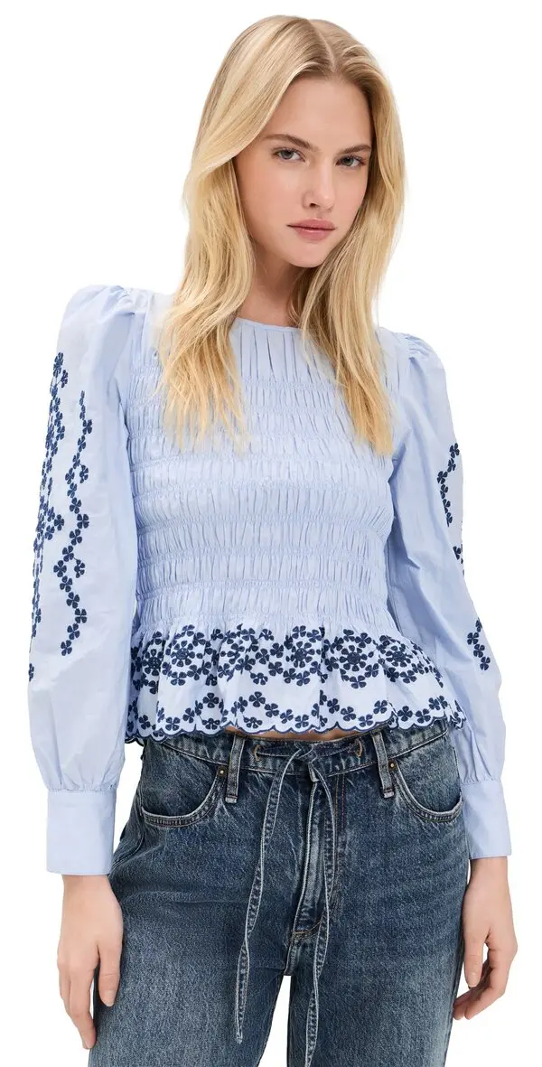 Rails Floral Embroidered Tabi Blouse