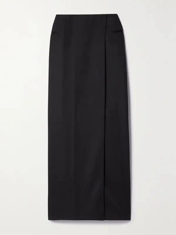 Brioni Barathea Gaia Wool Maxi Wrap Skirt