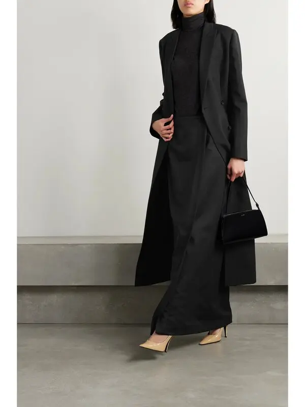 Brioni Barathea Gaia Wool Maxi Wrap Skirt