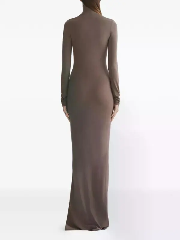 MUGLER Zip High-neck Maxi Dress - Brown