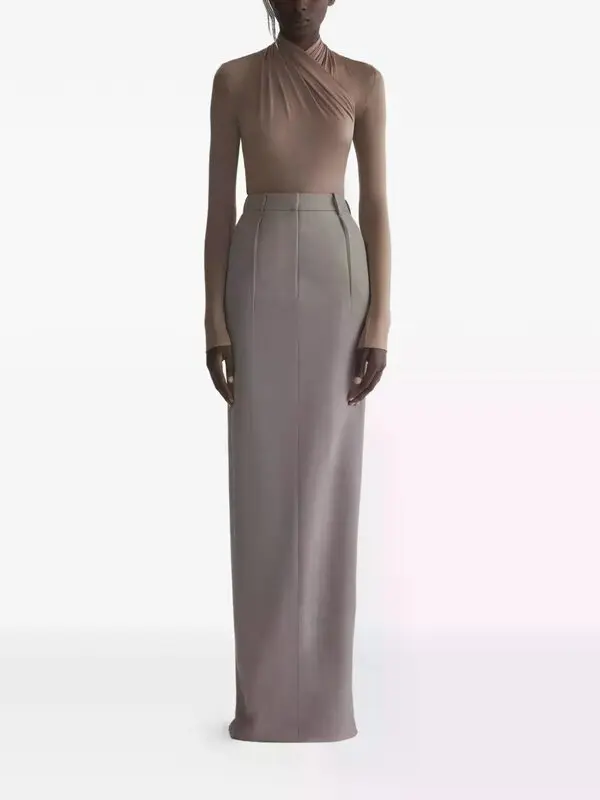 MUGLER Draped Long-sleeve Bodysuit - Neutrals