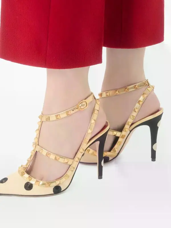 Valentino Garavani Rockstud Pumps With Plus De Pois Embroidery - Neutrals