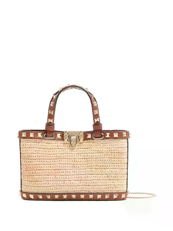 Valentino Garavani Mini Rockstud Raffia Tote