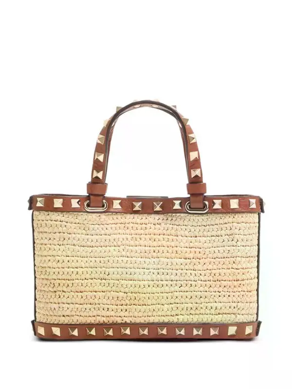 Valentino Garavani Mini Rockstud Raffia Tote
