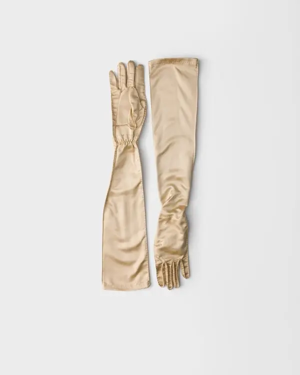 Prada Satin Evening Gloves - Apricot