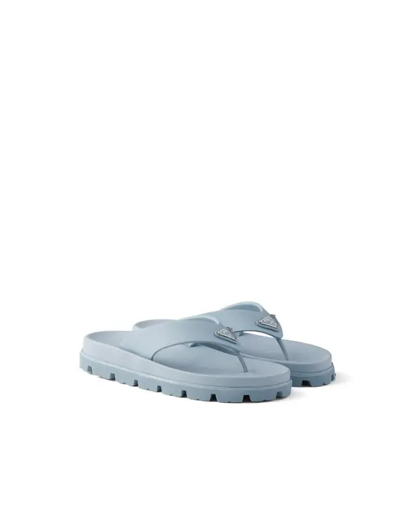 Prada Rubber Thong Sandals - Light Blue