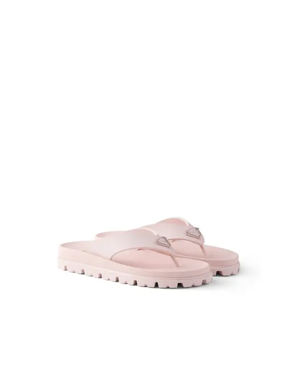 Prada Rubber Thong Sandals - Pink