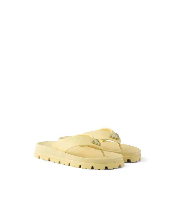 Prada Rubber Thong Sandals - Yellow