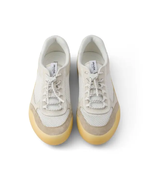 Prada Speedrock Mesh Fabric Sneakers - Neutral