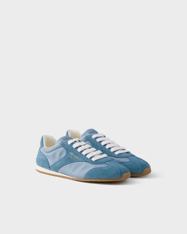 Prada Re-nylon And Suede Laced Sneakers - Astral Blue