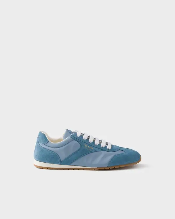 Prada Re-nylon And Suede Laced Sneakers - Astral Blue