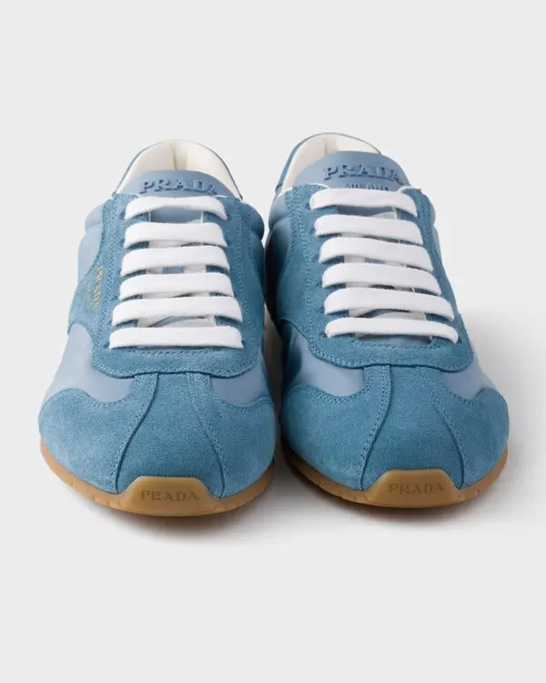 Prada Re-nylon And Suede Laced Sneakers - Astral Blue
