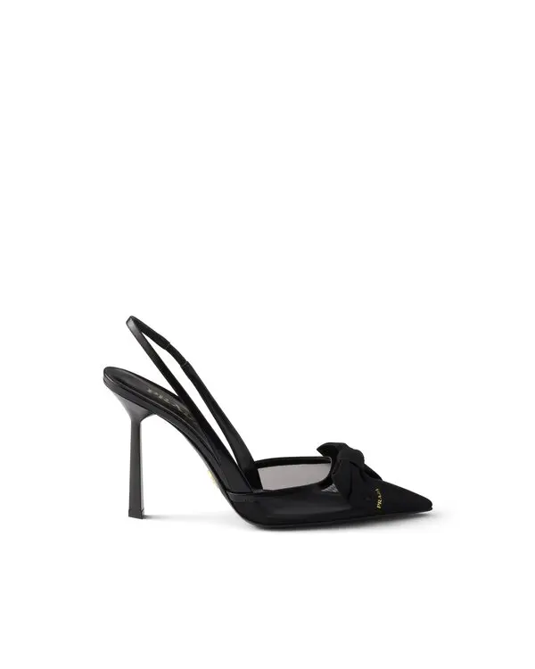 Prada Mesh Slingback Pumps - Black