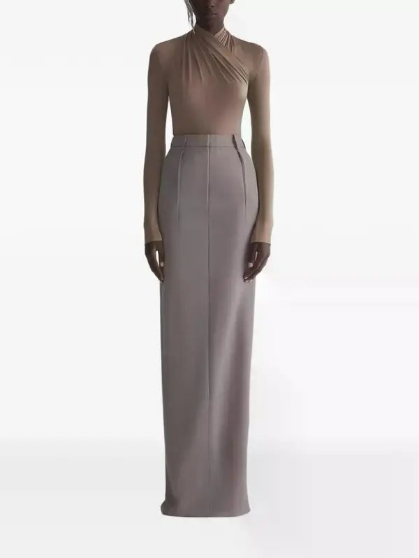 MUGLER Draped Long-sleeve Bodysuit - Neutrals