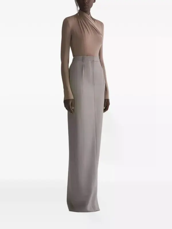 MUGLER Draped Long-sleeve Bodysuit - Neutrals