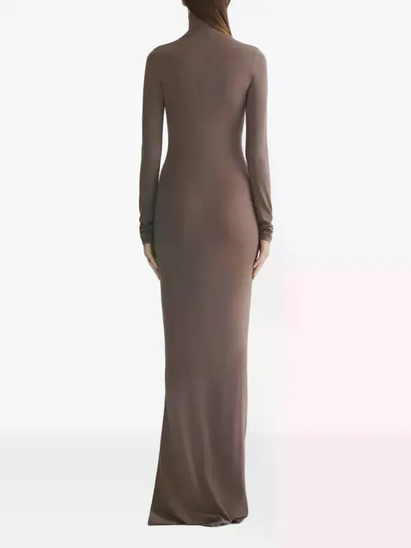 MUGLER Zip High-neck Floor-length Dress - Brown
