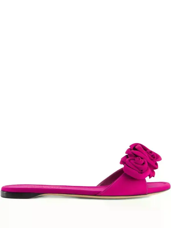 Giambattista Valli Rose-detail Flat Sandals - Pink
