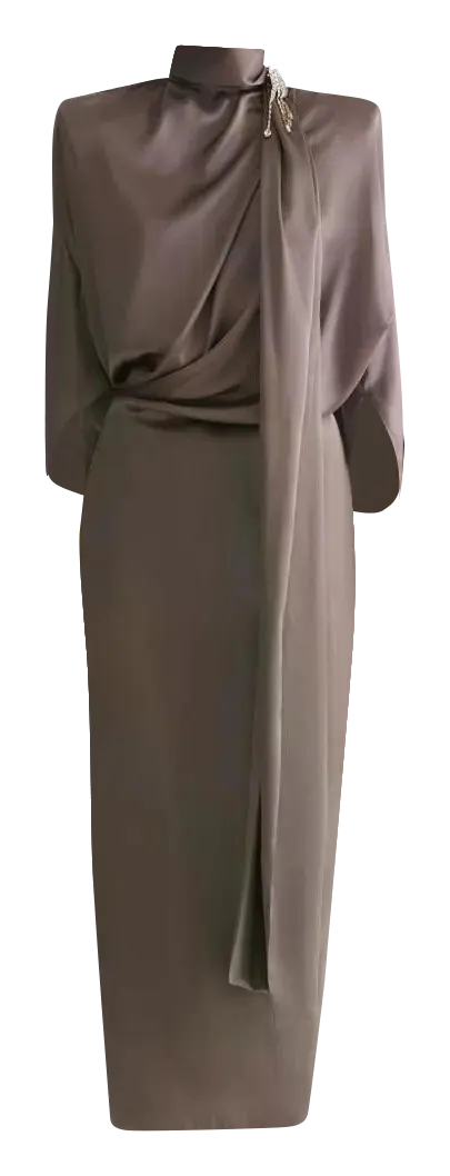MUGLER Scarf Drape Dress - Brown