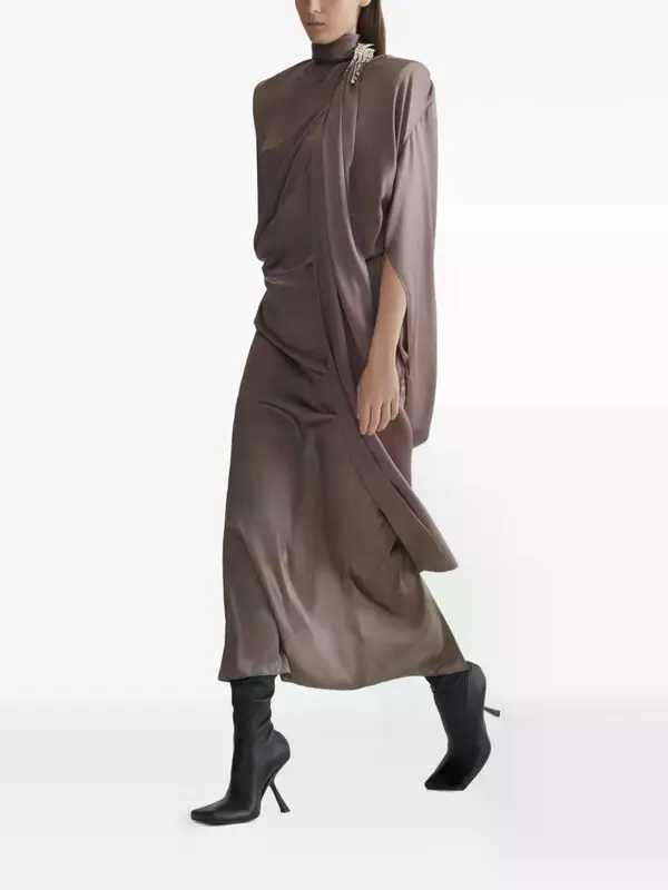 MUGLER Scarf Drape Dress - Brown