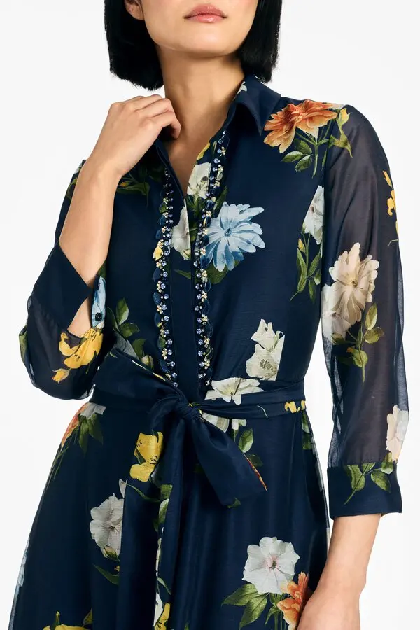 Sachin & Babi Embellished Addison Gown - Navy Wildlfowers