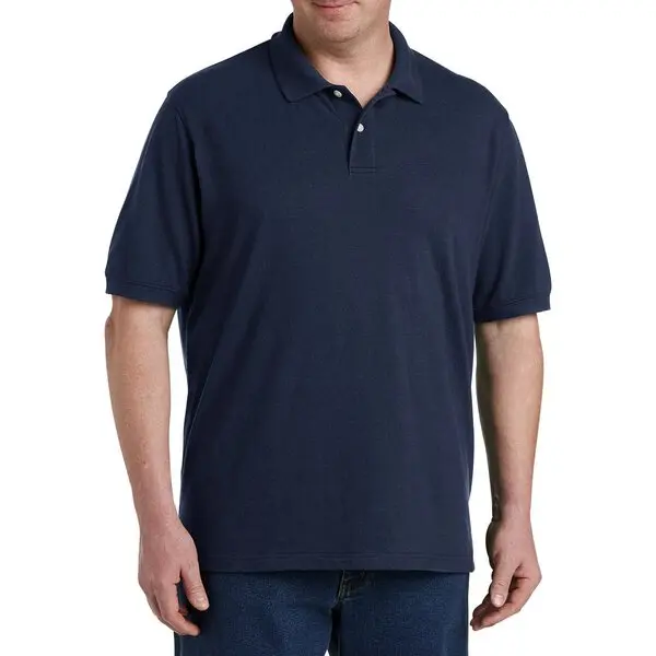 B+T ESSENTIALS Big & Tall Piqué Mesh Short-sleeve Polo Shirt - Total Eclipse