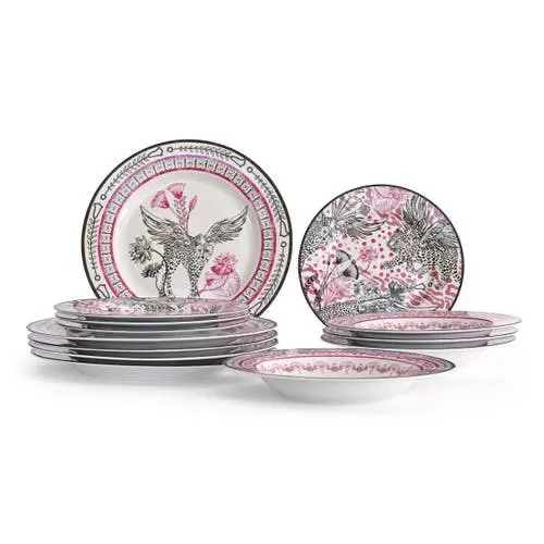 Marchesa Serengeti Porcelain 12-piece Dinnerware Set - Multicolored