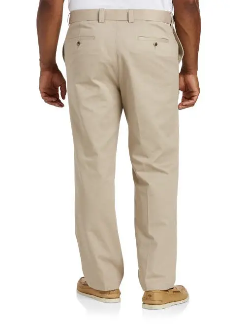 B+T ESSENTIALS Flat-front Twill Pants - Khaki