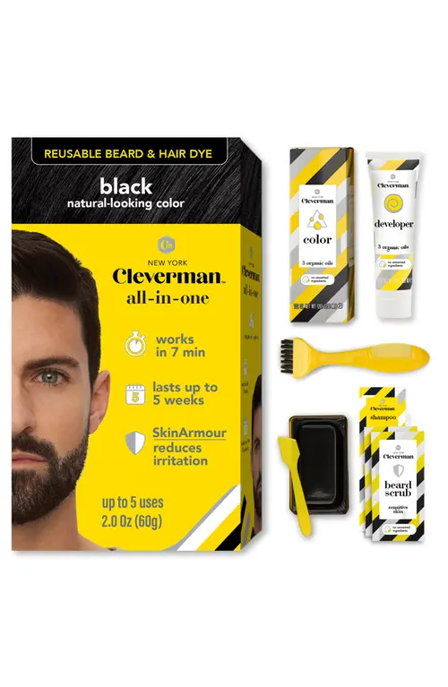 CLEVERMAN Reusable Beard & Hair Dye Kit - Black